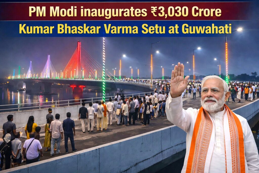 PM Modi Inaugurates ₹3,030 Crore Kumar Bhaskar Varma Setu Over ...
